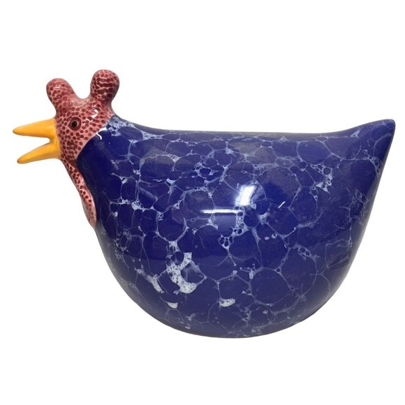 Accents | Bold And Fun Chubby Blue Chicken Decor Ceramic With Marble ...